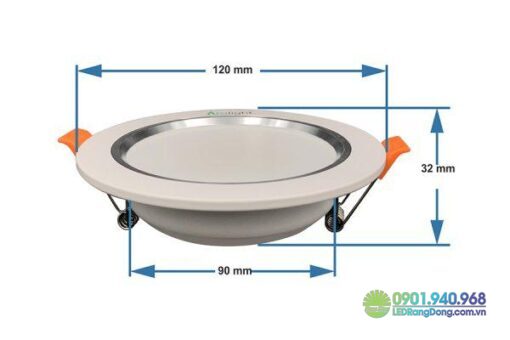 Bảng thông số kích thước đèn LED âm trần chi tiết - Led Rạng Đông